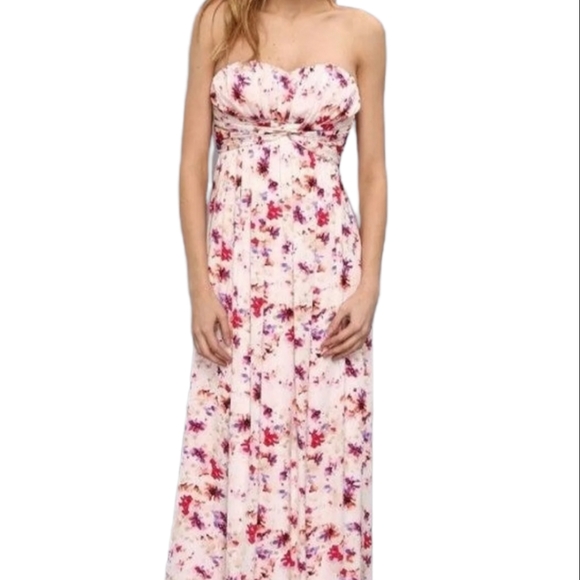 Jessica Simpson | Dresses | Jessica Simpson Strapless Pink Floral Gown ...